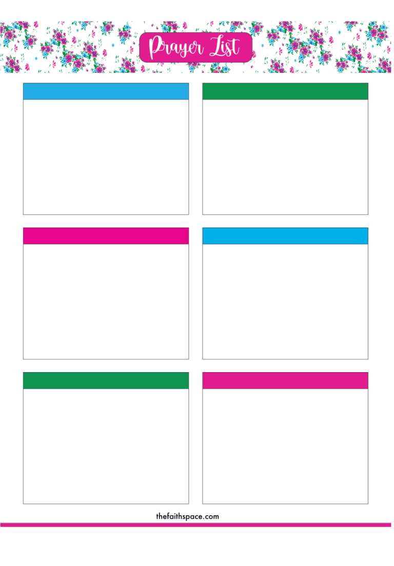 Free prayer list templates (printable pdf downloads) - The Faith Space